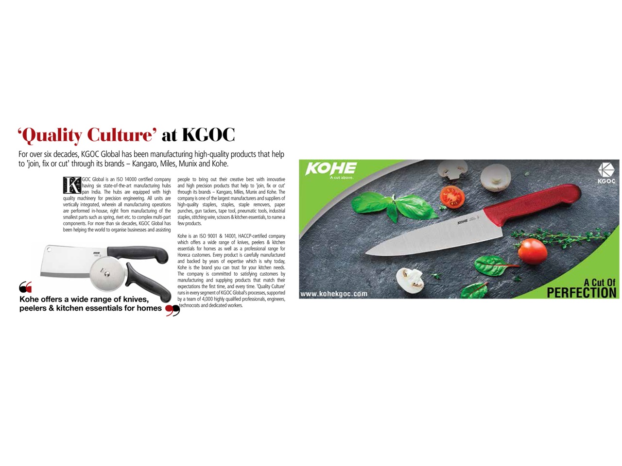 Kohe - Premium Knives, Peelers & kitchen tools Manufacturer in India